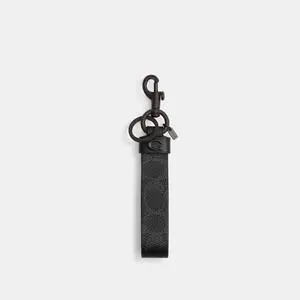 COACH Loop Bag Charm In Signature Canvas - Black Signature