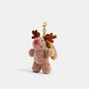 COACH Floppy With Antlers Bag Charm In Shearling - Brass/multi