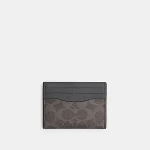 COACH Card Case In Signature Canvas - Grey Signature