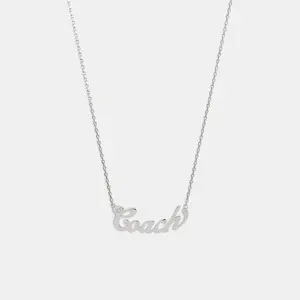 COACH Script Nameplate Necklace - Silver