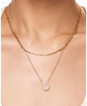 ANA LUISA Plated Pebble Pendant Necklace - White