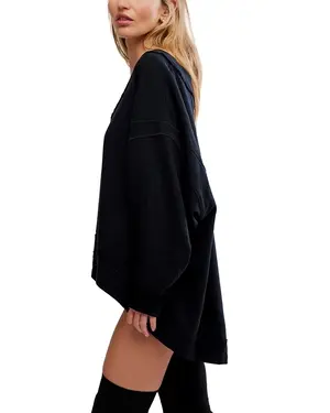 Free People Staycation Pullover Top - Black