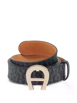 AIGNER Monogram Belt With Logo Buckle - Grey