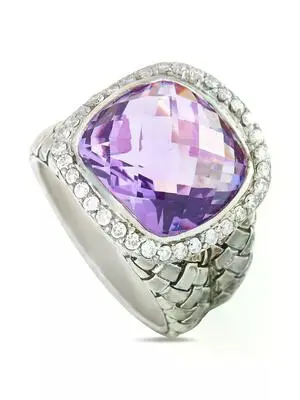 SCOTT KAY Diamond And Amethyst Dome Ring - Silver