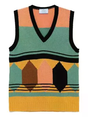 Prada Geometric Sweater Vest - Green
