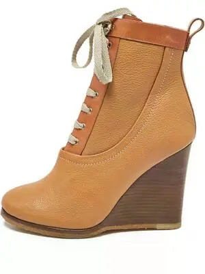 Mid Heel Wedge Boots