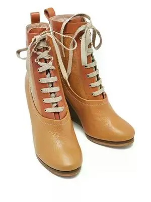 Chloé 10mm Leather Wedge Ankle Boots