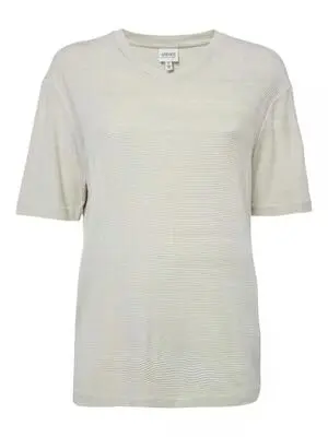ARMANI Striped V-neck T-shirt - Grey