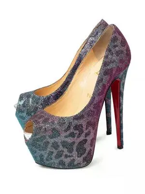 CHRISTIAN LOUBOUTIN 155mm Leopard-print Platform Pumps - Blue