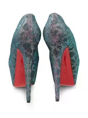 CHRISTIAN LOUBOUTIN 155mm Leopard-print Platform Pumps - Blue