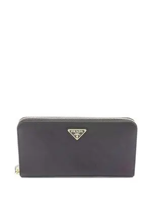 Prada 2020s Saffiano Zipper Wallet - Black