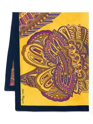FERRAGAMO 1980s Graphic-print Scarf - Yellow