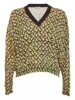 Kenzo V-neck Geometric Pattern Sweater