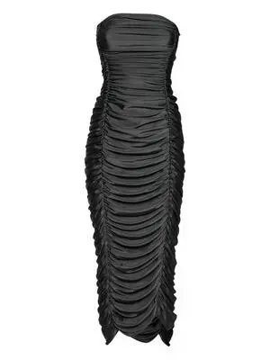 Norma Kamali Ruched Strapless Midi Dress - Black