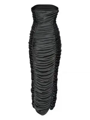 Norma Kamali Ruched Strapless Midi Dress - Black
