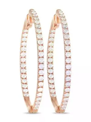 LB EXCLUSIVE 14k Rose Gold Diamond Hoop Earrings - Pink