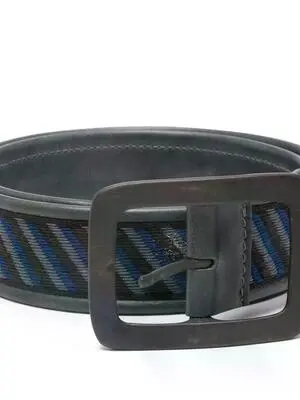 ROMEO GIGLI 1990s Striped Belt - Black