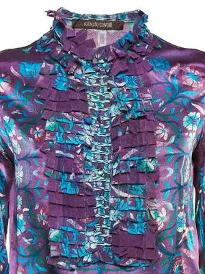Roberto Cavalli Floral Ruffle Top