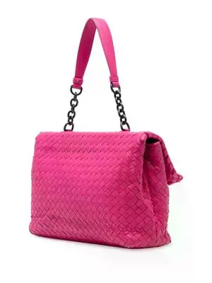 Bottega Veneta Medium Nappa Intrecciato Olimpia Shoulder Bag - Pink