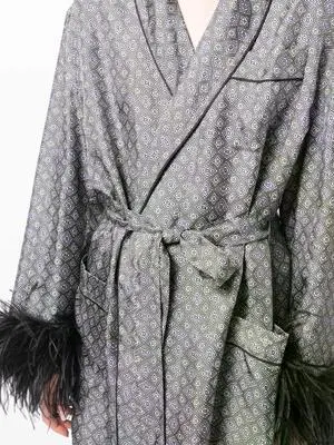 Prada Feather-detail Silk Robe