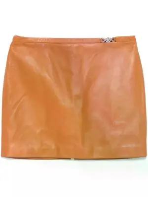 Versace Medusa-embellished Leather Mini Skirt - Brown