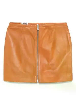 Versace Medusa-embellished Leather Mini Skirt - Brown