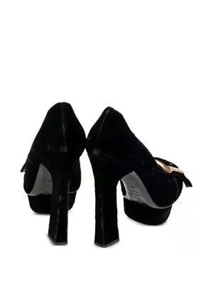 Alexander McQueen Platform Buckle Velvet Pumps