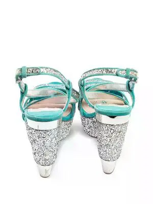 Miu Miu 135mm Glitter-embellished Suede Sandals