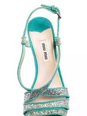 Miu Miu 135mm Glitter-embellished Suede Sandals