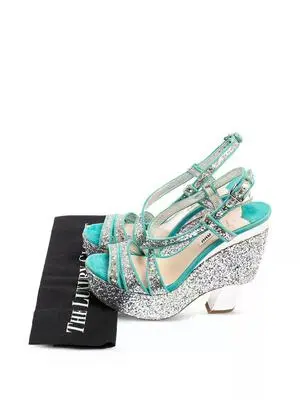 Miu Miu 135mm Glitter-embellished Suede Sandals