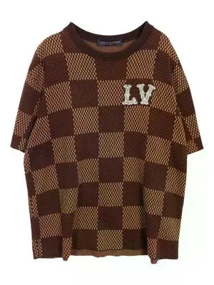 LOUIS VUITTON 2010s Damier Ebène-pattern T-shirt