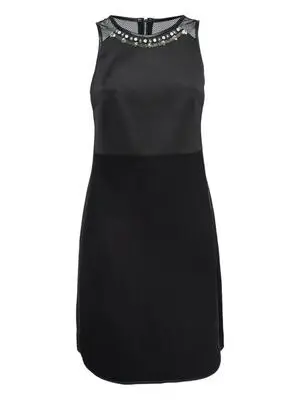 Rebecca Taylor Embellished Mesh Yoke Mini Dress - Black