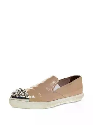 Miu Miu Bejeweled Slip-on Sneakers
