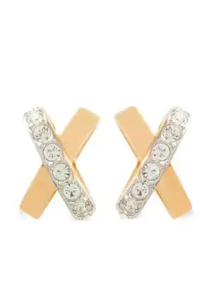 Nina Ricci 1980s Crystal-embellished Stud Earrings - Gold