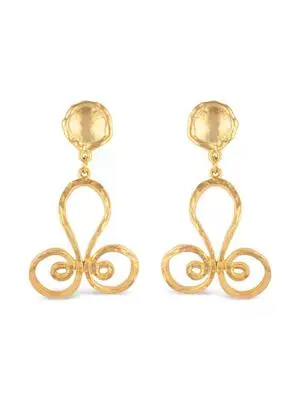 SUSAN CAPLAN 1990s Swirl Drop Earrings - Gold
