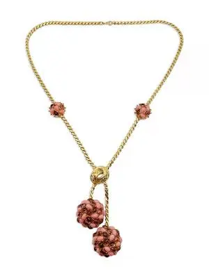 Carven 1960s Cabochon Sautoir Necklace - Gold