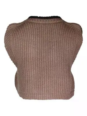 Jacquemus Cropped Knitted V-neck Top