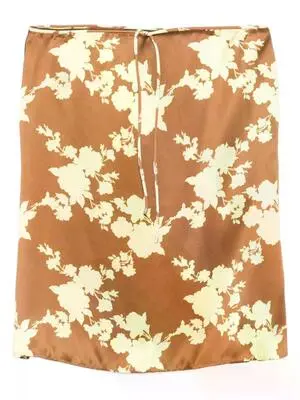 Versace Wild Roses Satin Skirt - Brown