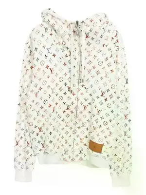 LOUIS VUITTON 2010s Monogram Zip-up Hoodie - White