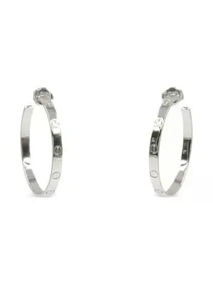 CARTIER 2010s 18k White Gold Love Hoop Earrings - Silver