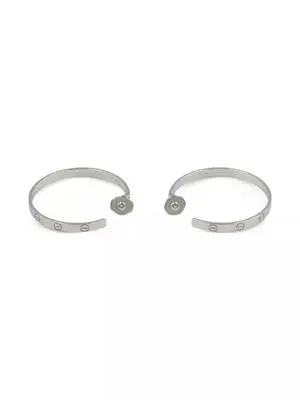 Cartier 2010s 18k White Gold Love Hoop Earrings - Silver