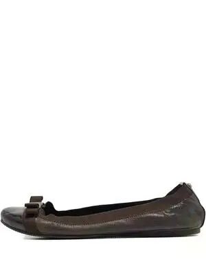 Carolina Herrera Patent-leather Bow-detail Ballet Flats - Brown