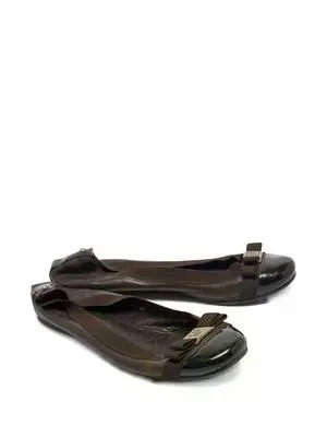 Carolina Herrera Patent-leather Bow-detail Ballet Flats - Brown