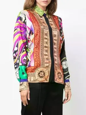 Versace 1990s Abstract Print Silk Shirt