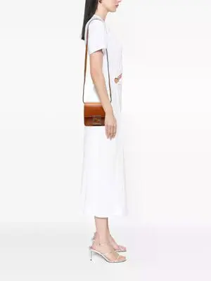 Fendi 2010-2025 Leather Crystal Fab Crossbody Bag - Brown