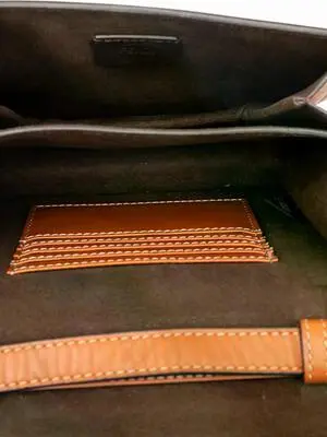 Fendi 2010-2025 Leather Crystal Fab Crossbody Bag - Brown
