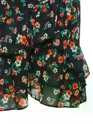 Maje Floral-print Ruffled Skirt