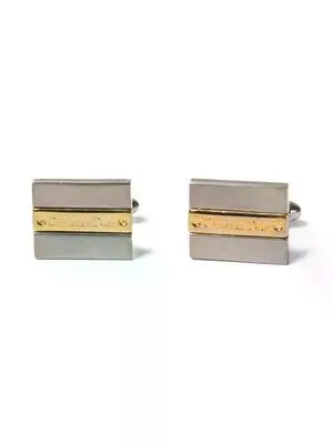 Dior 1980s Logo-engraved Cufflinks - Silver