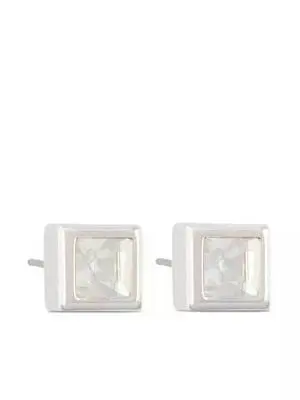 MONET 1980s Crystal Stud Earrings - Silver