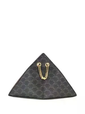 Celine Pyramid Chain Triomphe Coated Canvas Shoulder Bag